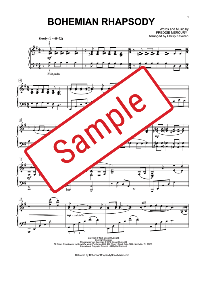 Easy Bohemian Rhapsody Piano Sheet Music - 2024 Digital PDF